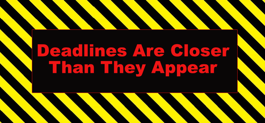 Deadlines Are Closer | NBSRT